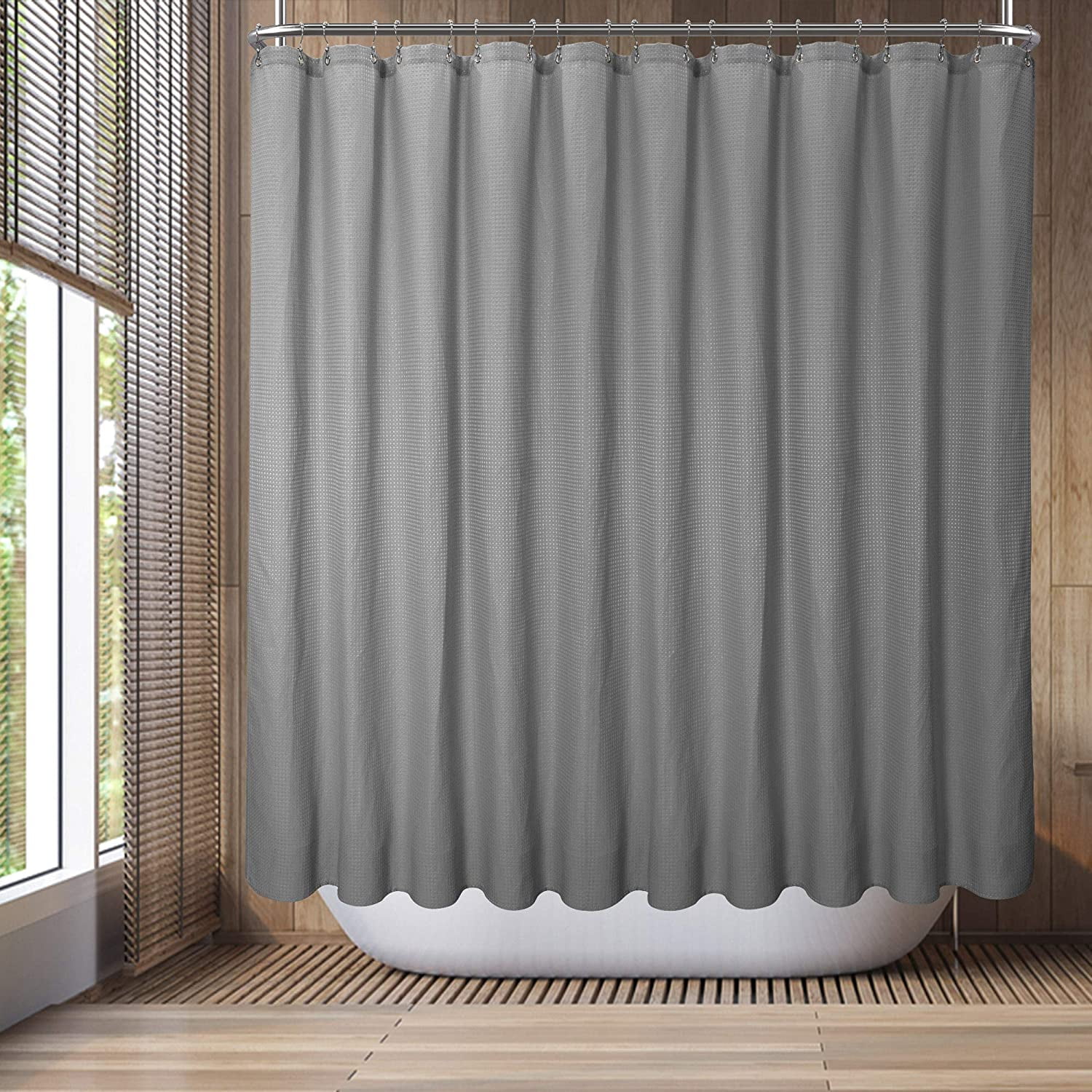 Waffle Weave Clawfoot Tub Shower Curtain 180 x 70 Inch Wrap Around ...