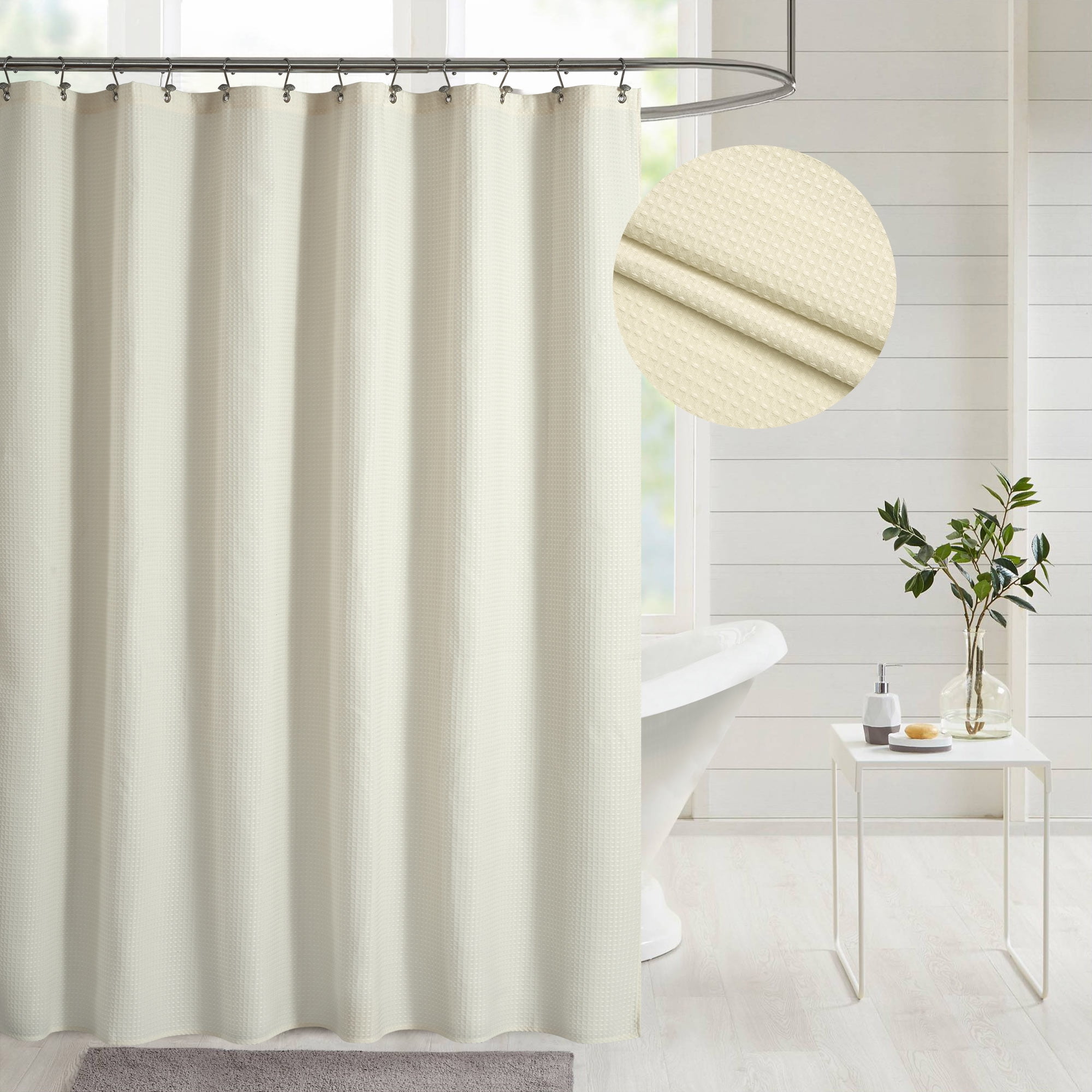 Waffle Weave Fabric Shower Curtain ,Beige,36"Wx72"L - Walmart.com