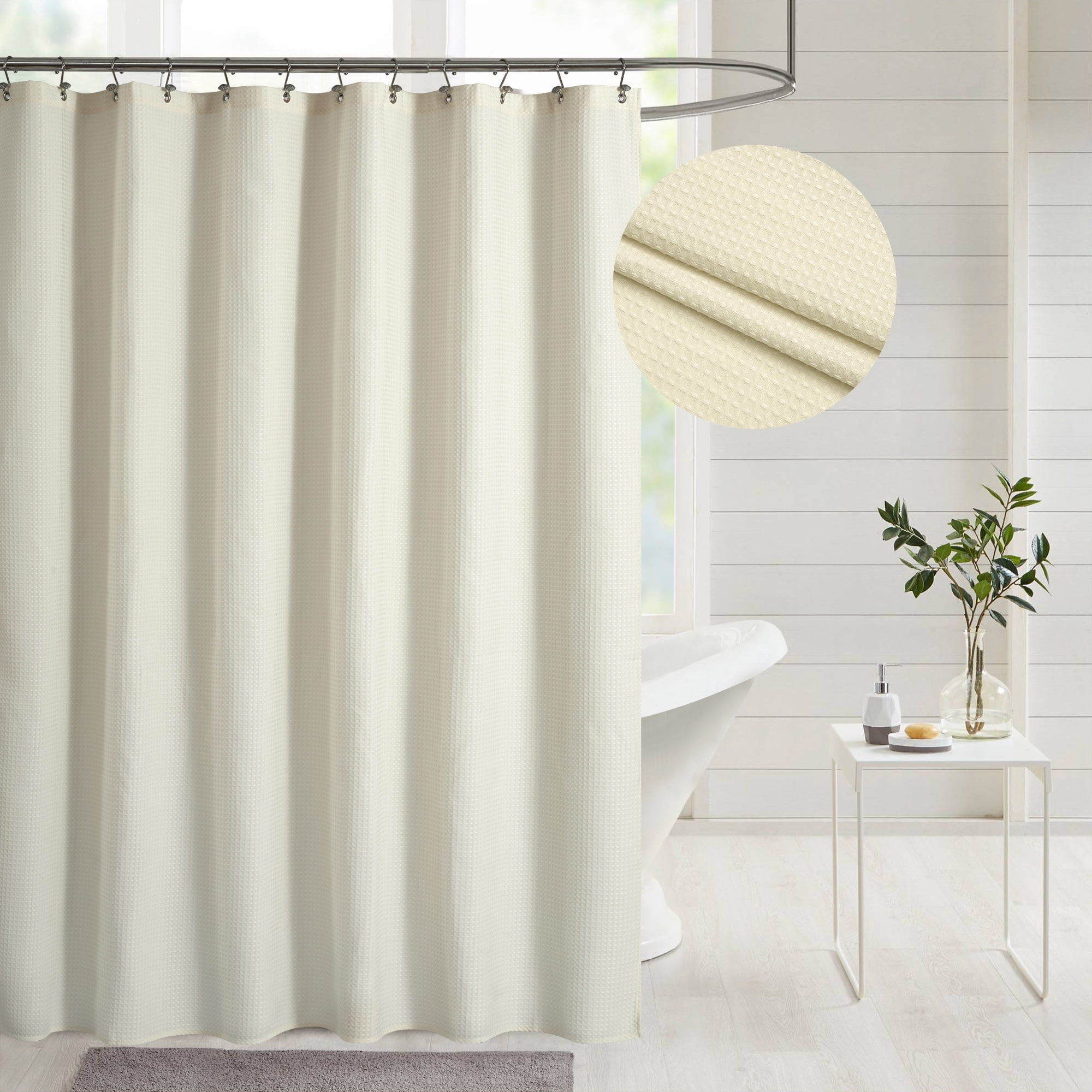 Yiannan Waffle Weave Fabric Shower Curtain ,Beige,71"Wx96"L - Walmart.com