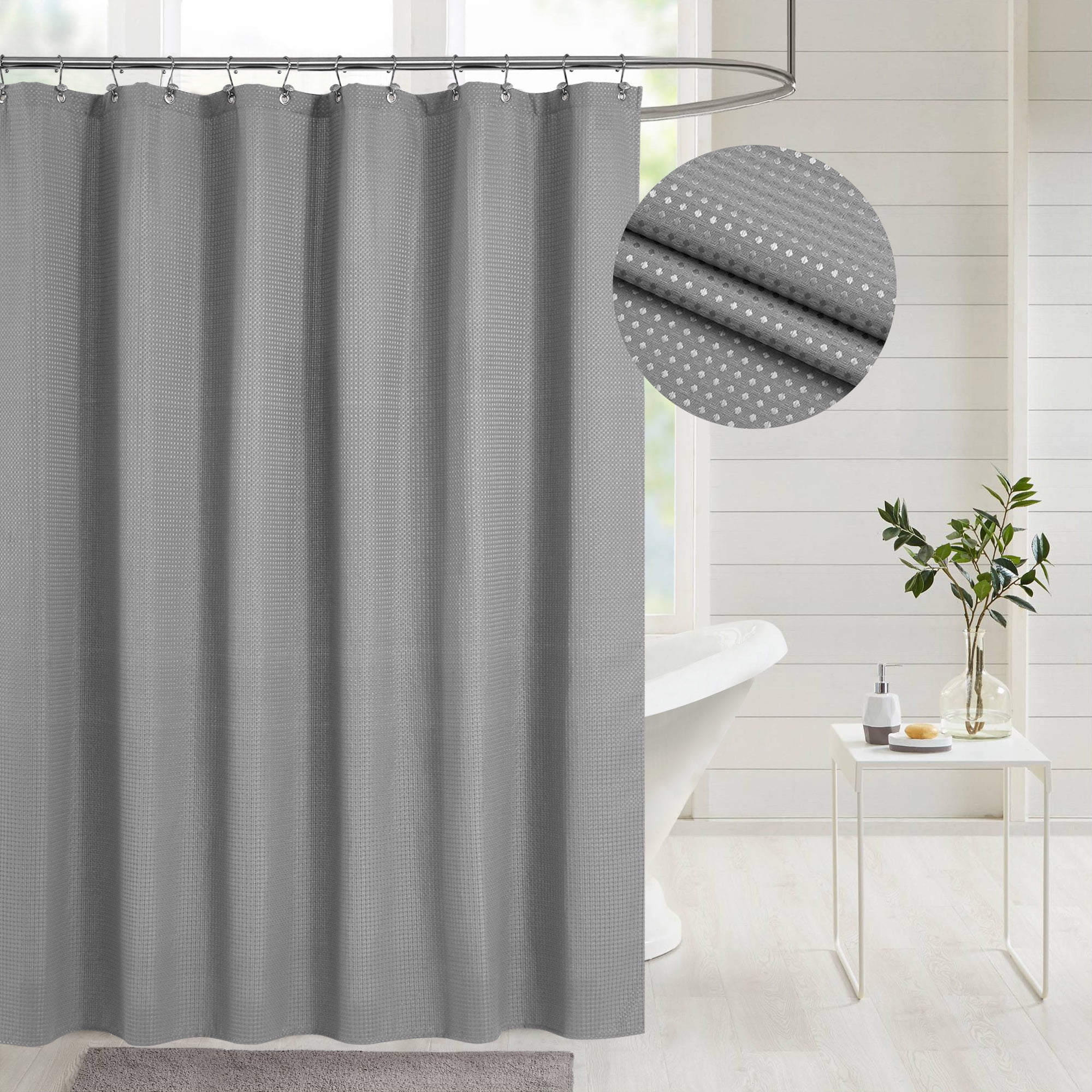 Waffle Weave Fabric Shower Curtain ,Grey,36"Wx72"L - Walmart.com