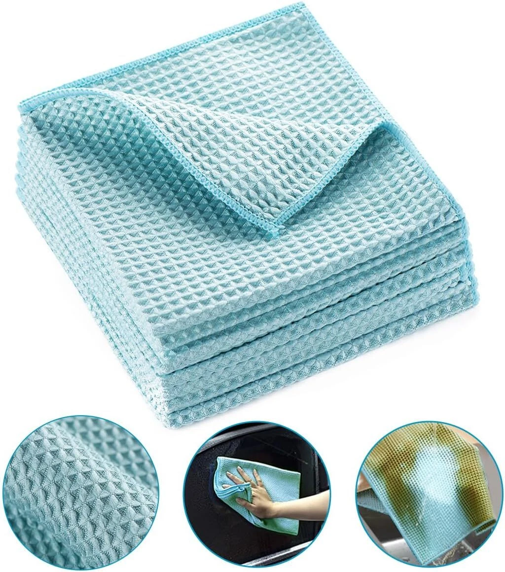 Waffle Weave Microfiber Cleaning Cloth Towel Rag Car Polishing No ...