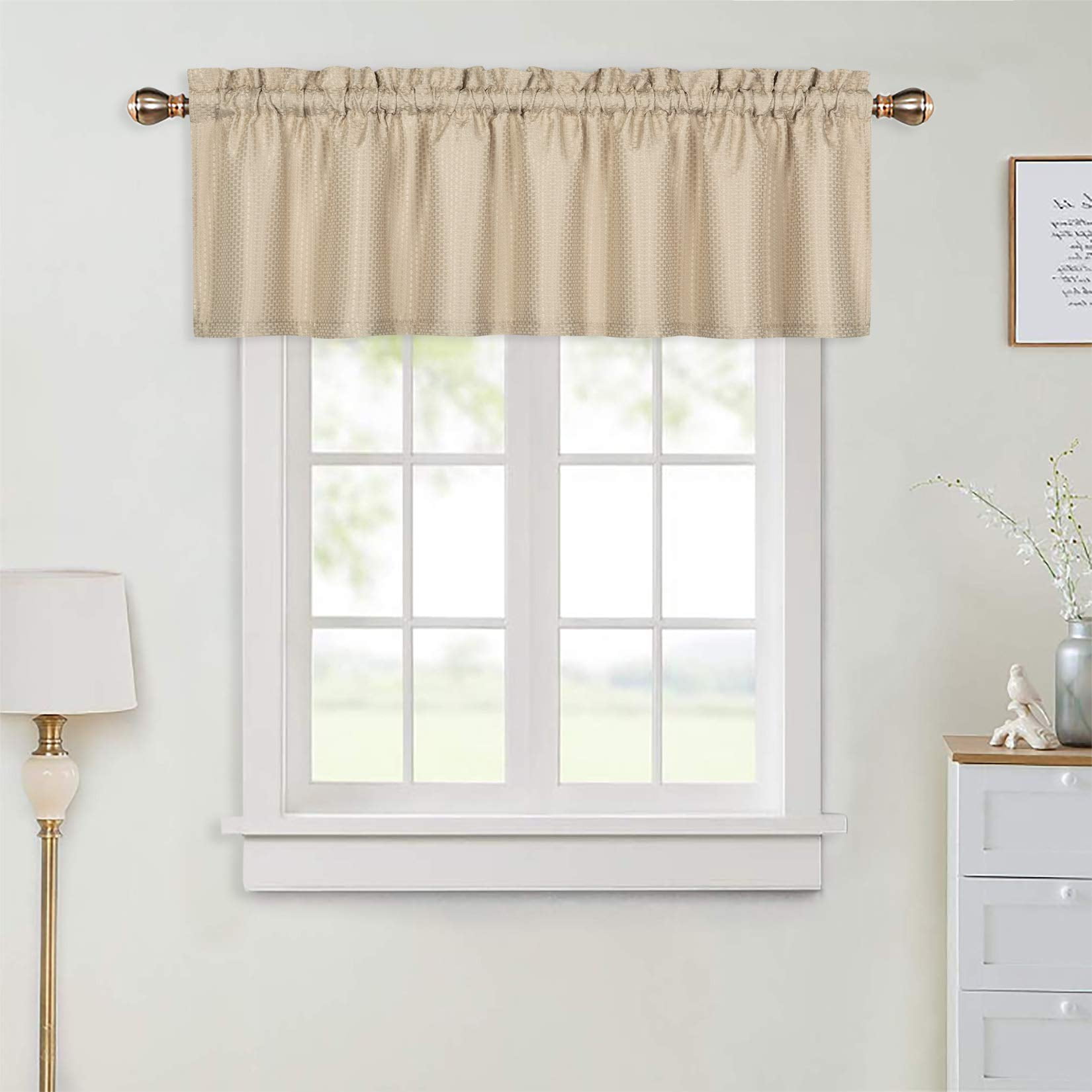 Waffle Weave Textured Valance, Rod Pocket Waterproof Room Darkening ...