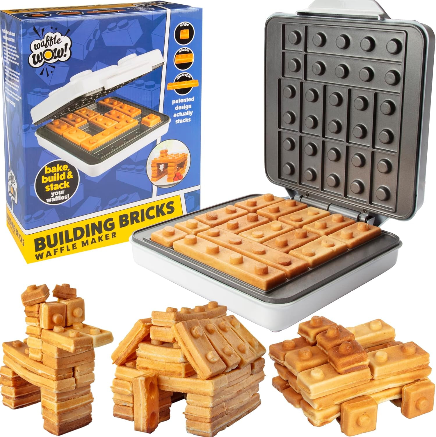 Waffle Wow! Mini Kid Bite-Building Brick Waffle Maker- Build Houses ...