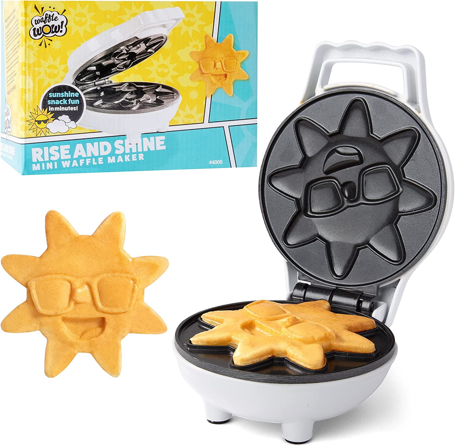 Rise & Shine Mini Sun Waffle Maker- Personal-Sized 4" Sunshine Smile ...