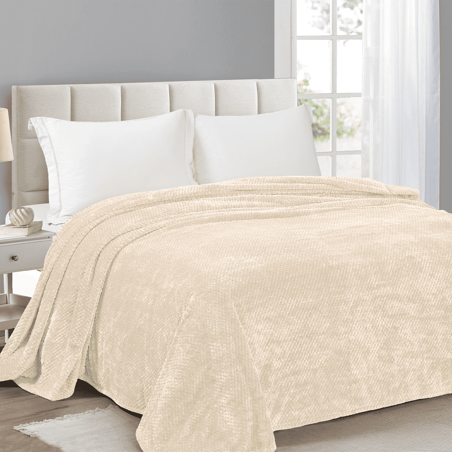 Throw Blanket, Queen Size Decorative Blankets with Waffle Wave Design ...