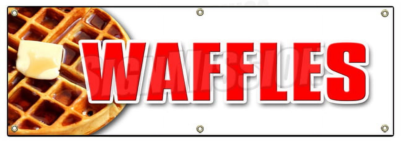 Waffles Banner 18" X 48" Heavy Duty 13 Oz Vinyl Banners with Grommets ...
