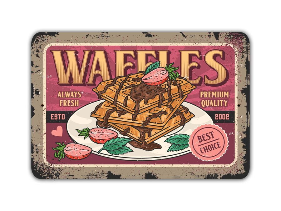 Waffles sign Vintage Style Size: 8 x 12 Inch - Walmart.com