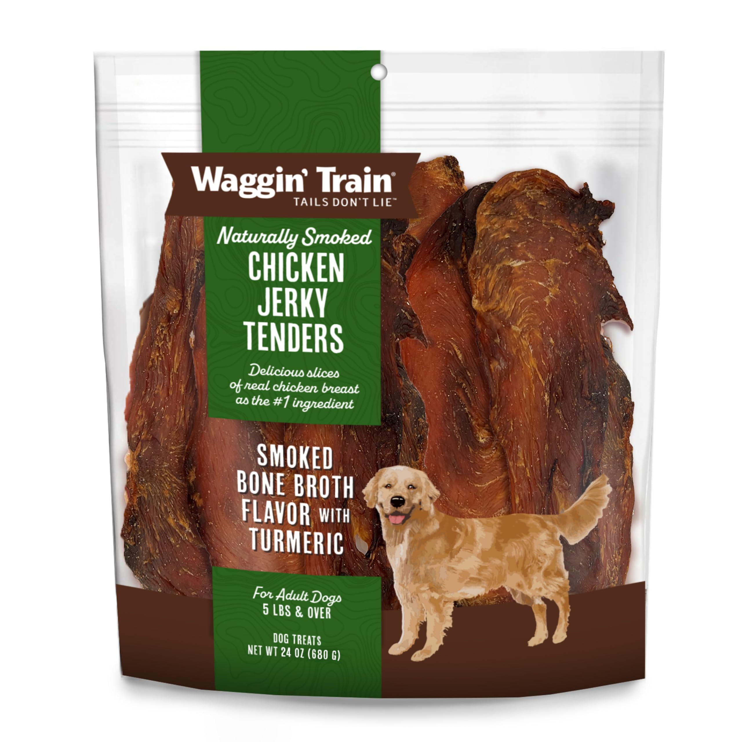 Waggin' Train Smoked Chicken Jerky Tenders COC1with Turmeric and Bone Broth for Dogs - 24 oz ...