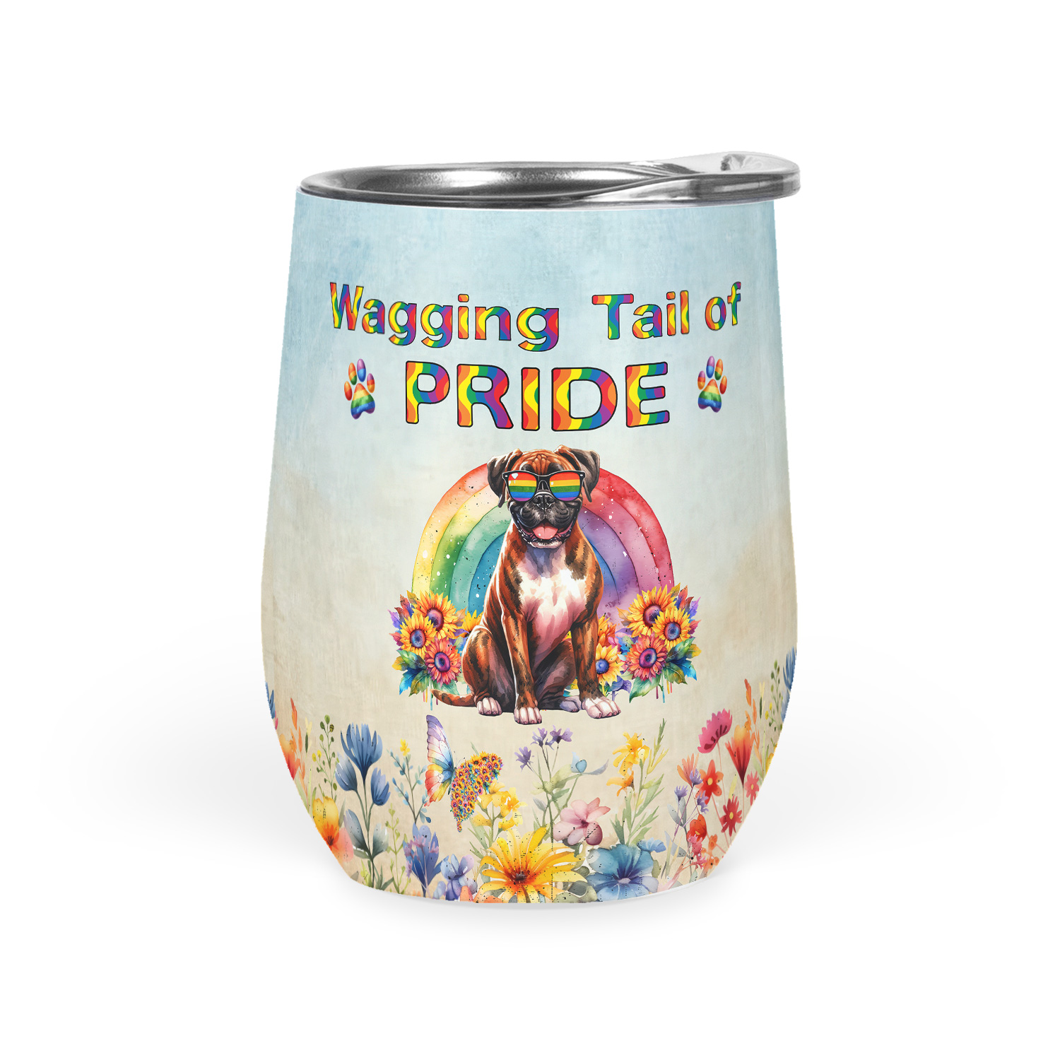 Wagging Tail Boxer Celebrates Rainbow Pride Month LGBT LGBTQ+ 12oz ...