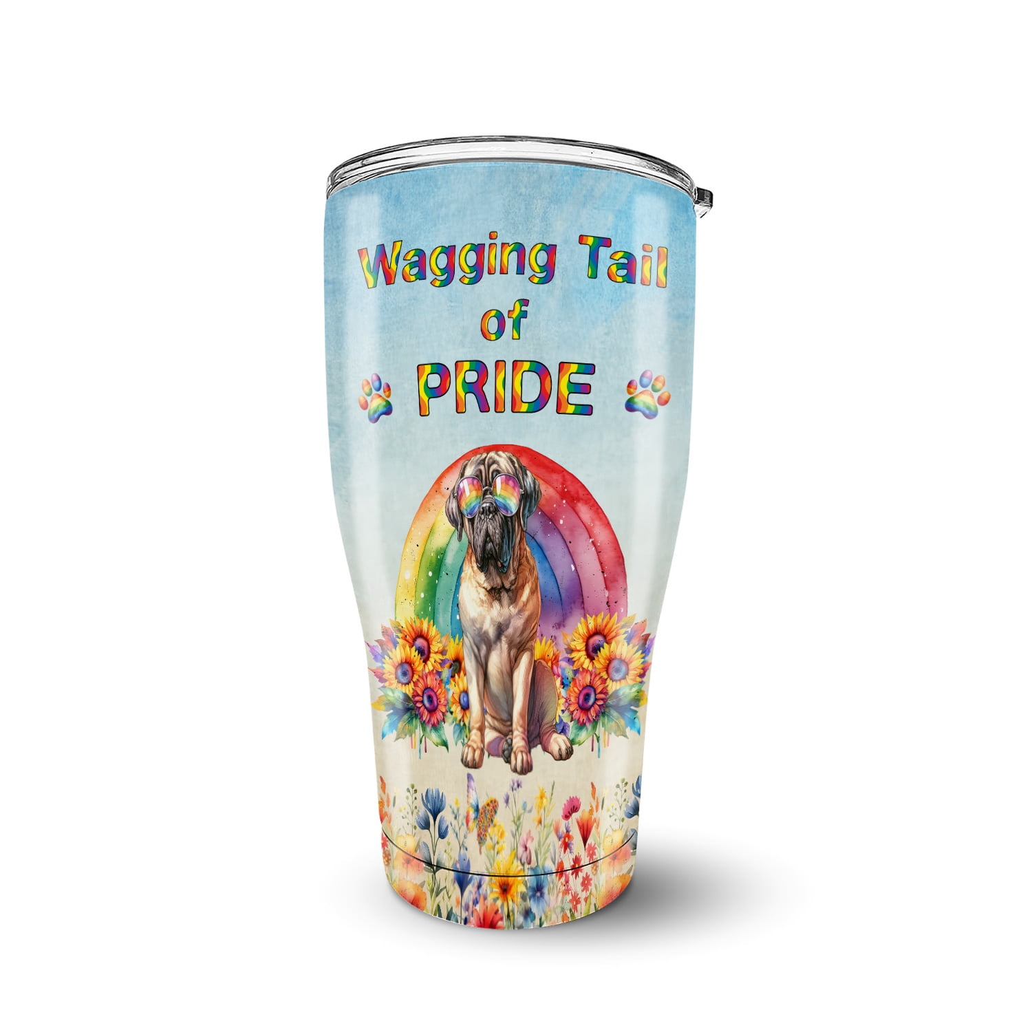 Wagging Tail Mastiff Celebrates Rainbow Pride Month LGBT LGBTQ+ 30oz ...