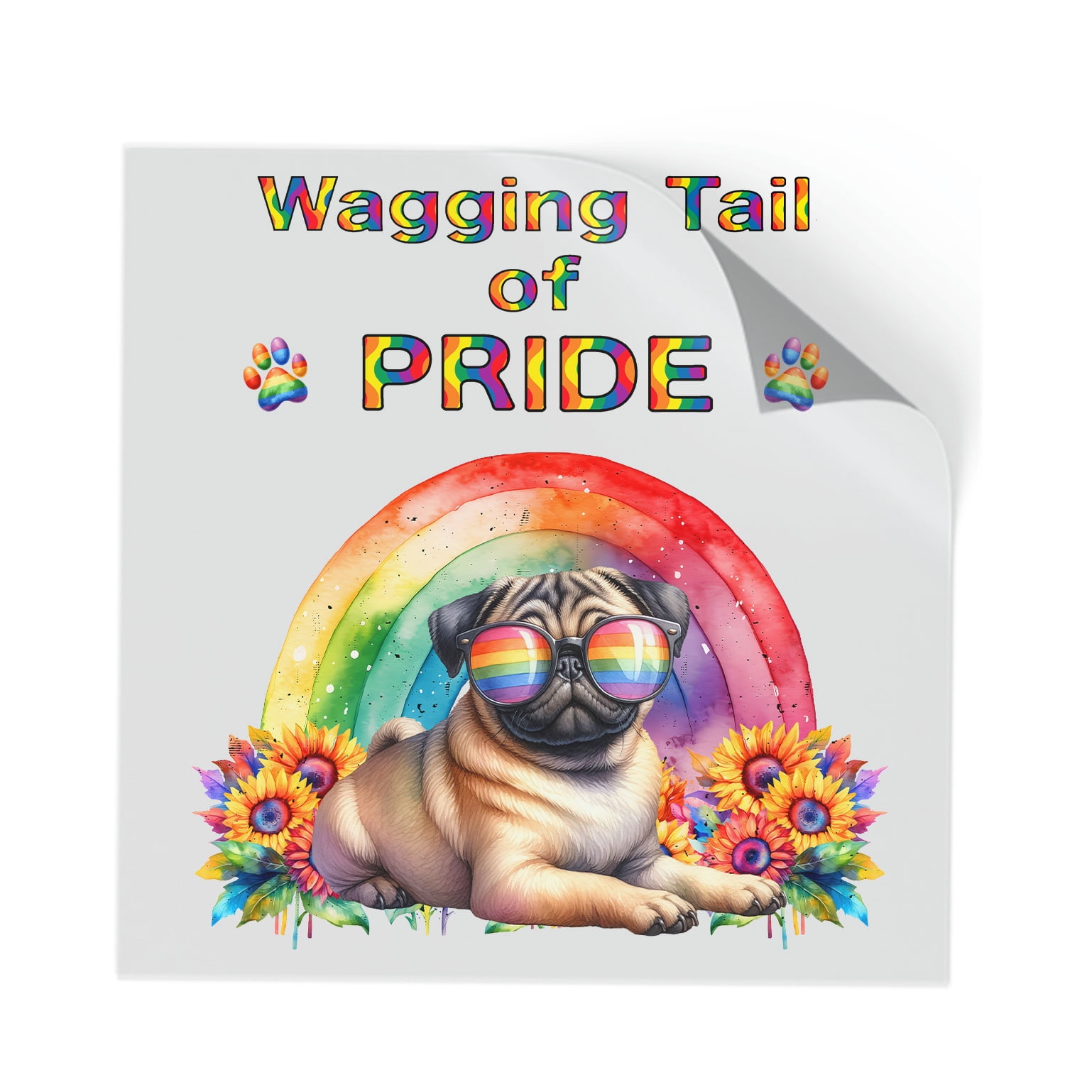 Wagging Tail Pug Celebrates Rainbow Pride Month LGBT LGBTQ+ Cutout ...