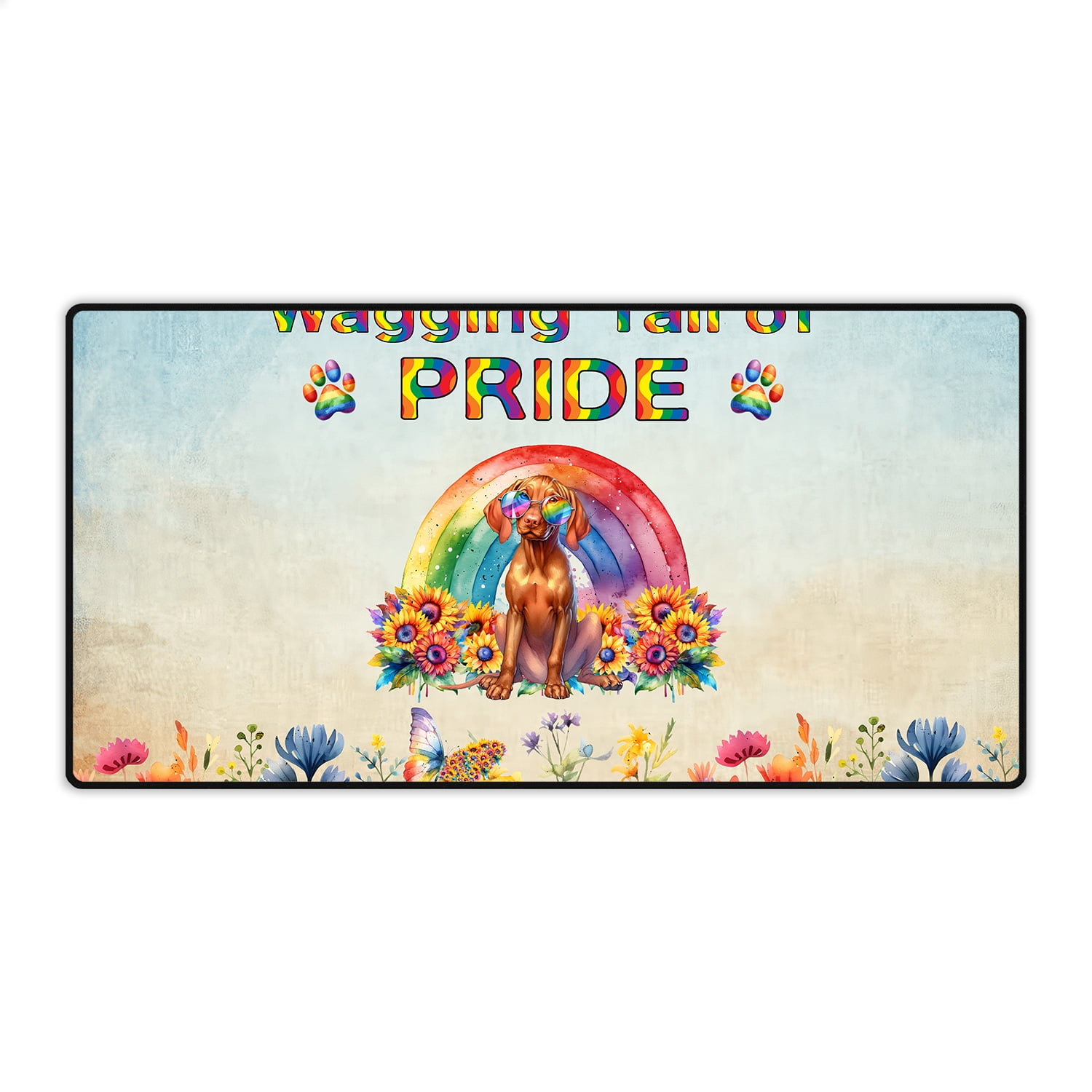 Wagging Tail Vizsla Celebrates Rainbow Pride Month LGBT LGBTQ+ Desk Mat ...