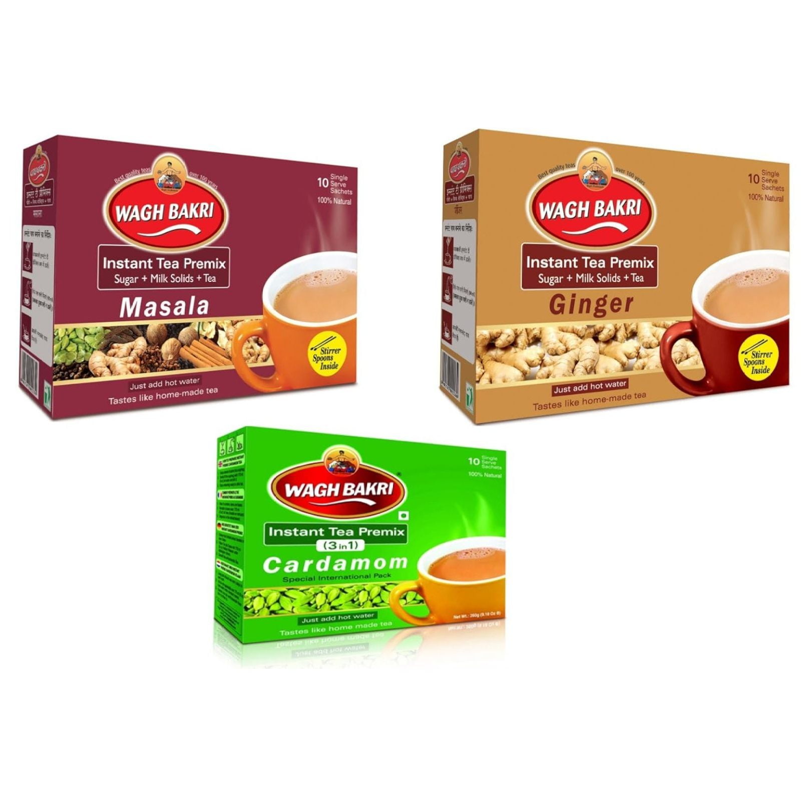 Wagh Bakri Instant Tea Premix Elaichiginger & Masala Combo Pack ...