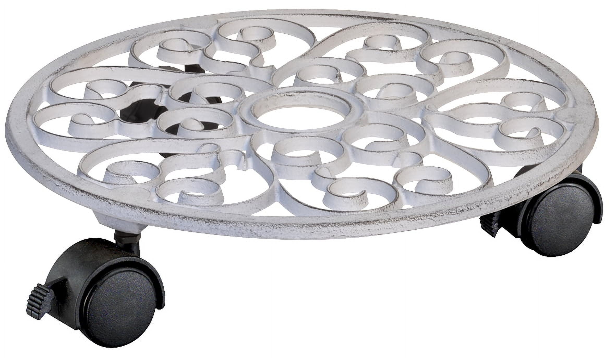 Wagner 11.4" White Round Cast Iron Plant Caddy – Classic Design, 110 ...