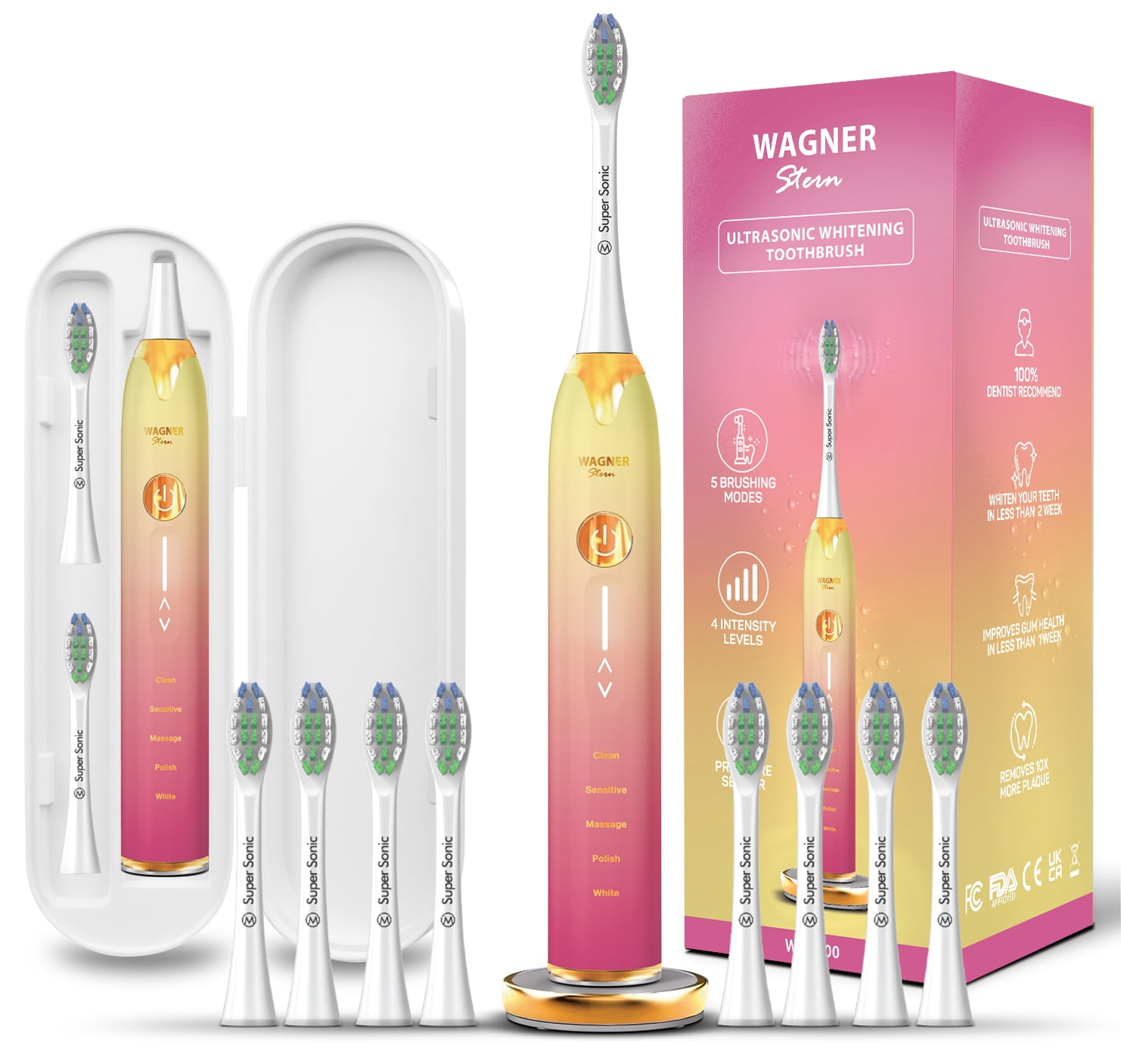 Wagner & Stern Ultrasonic whitening Toothbrush with Pressure Sensor. 5 ...