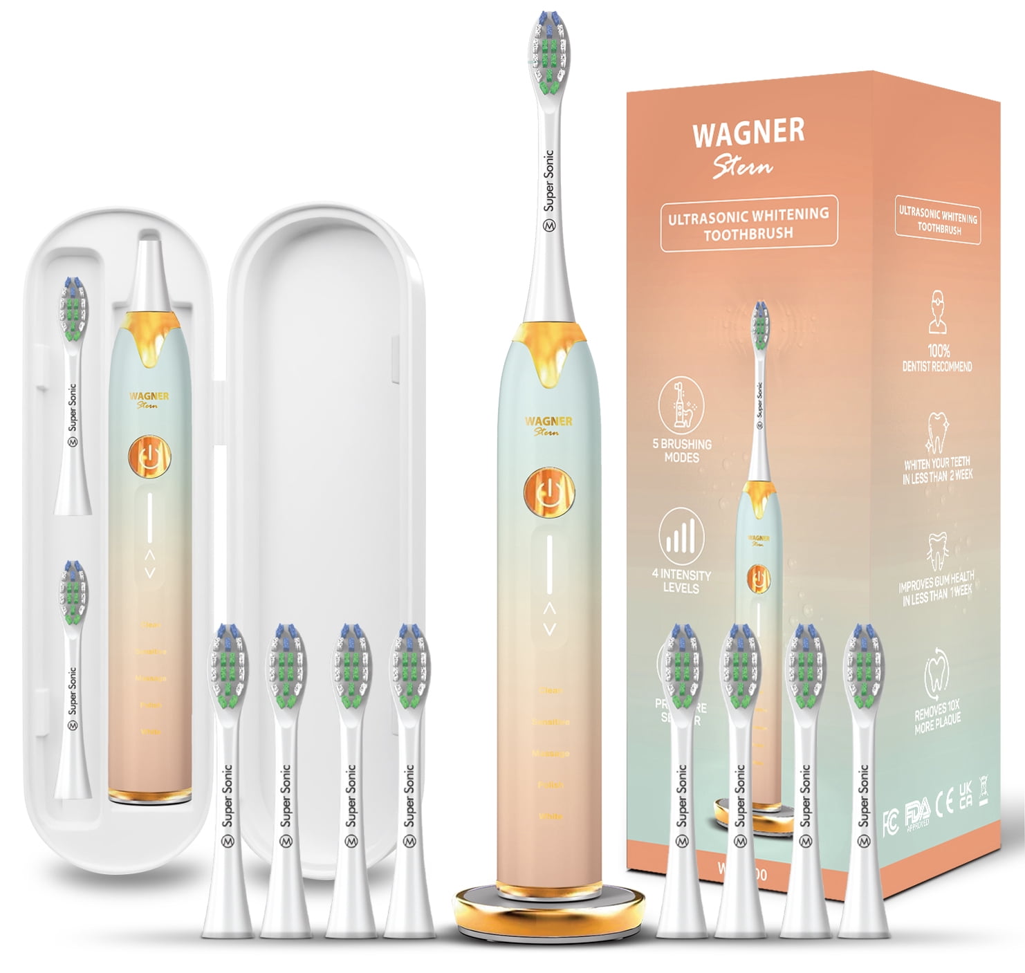 Wagner & Stern Ultrasonic whitening Toothbrush with Pressure Sensor. 5 ...