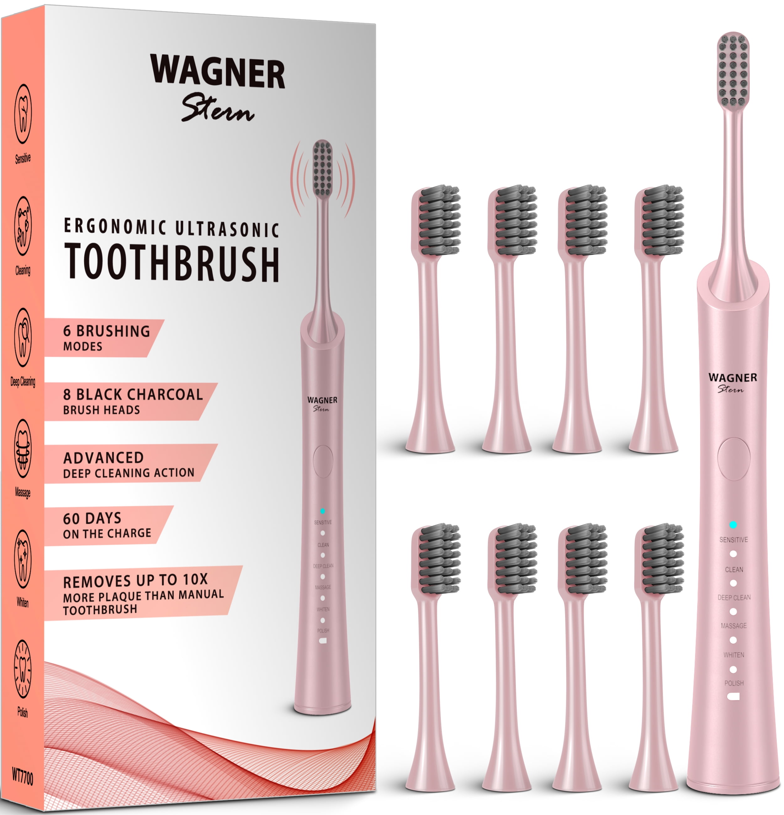 Wagner & Stern SMART Ultrasonic Whitening Electric Toothbrush, 6 Modes ...