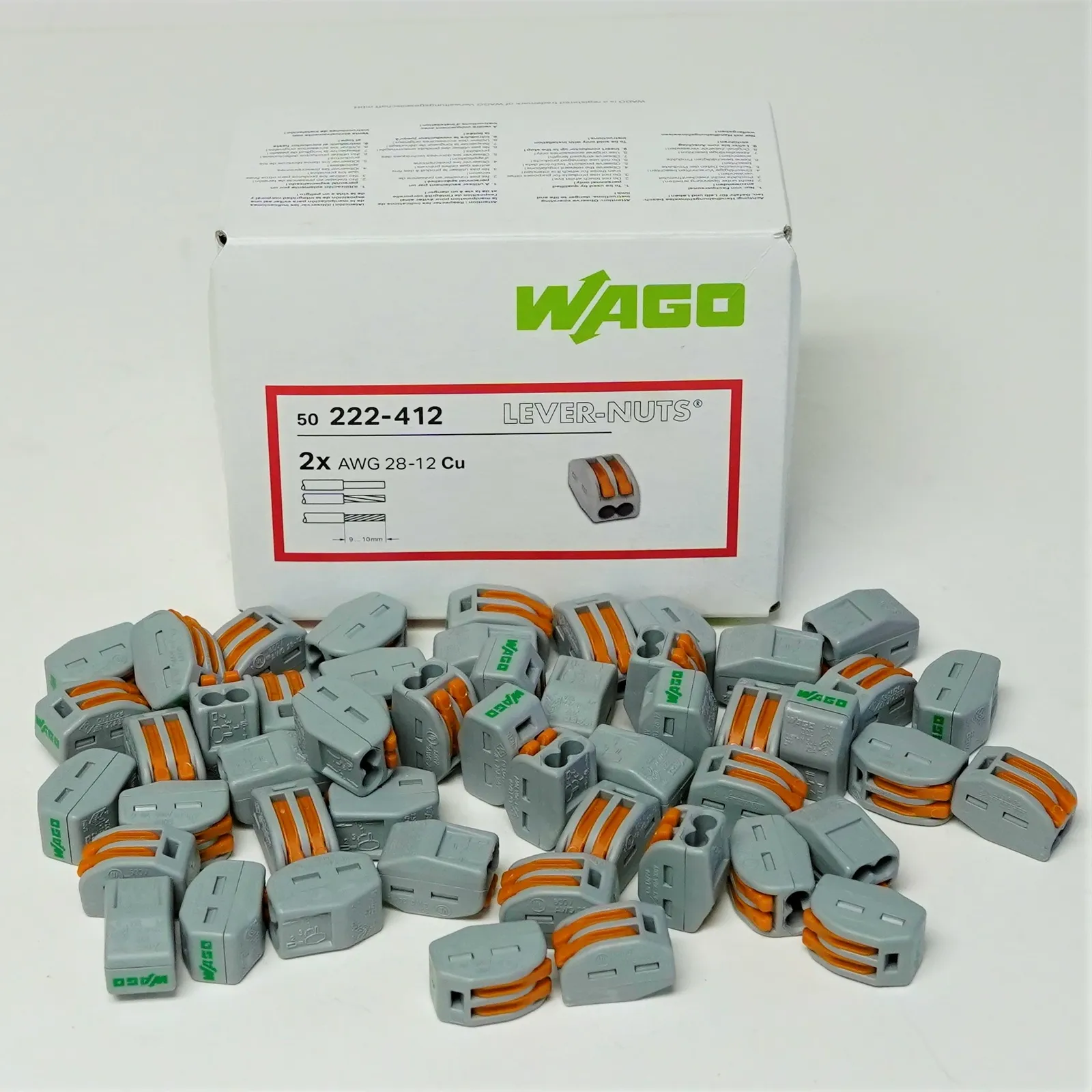 Wago 2-Conductor Lever-Nuts 222-412 Wire Splice Terminal Block Box of 50 - Walmart.com