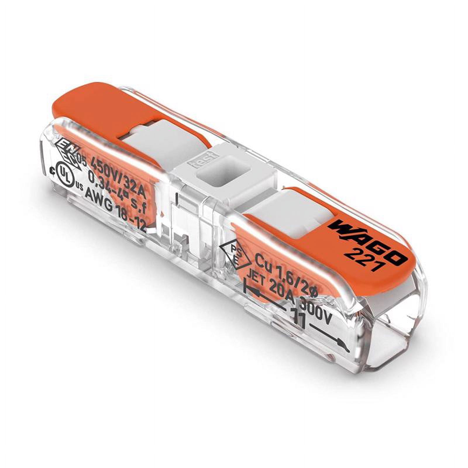 WAGO 221-2401 Inline Splicing Connector, 10 Pack, Lever-Actuated, 20-12 AWG - Walmart.com