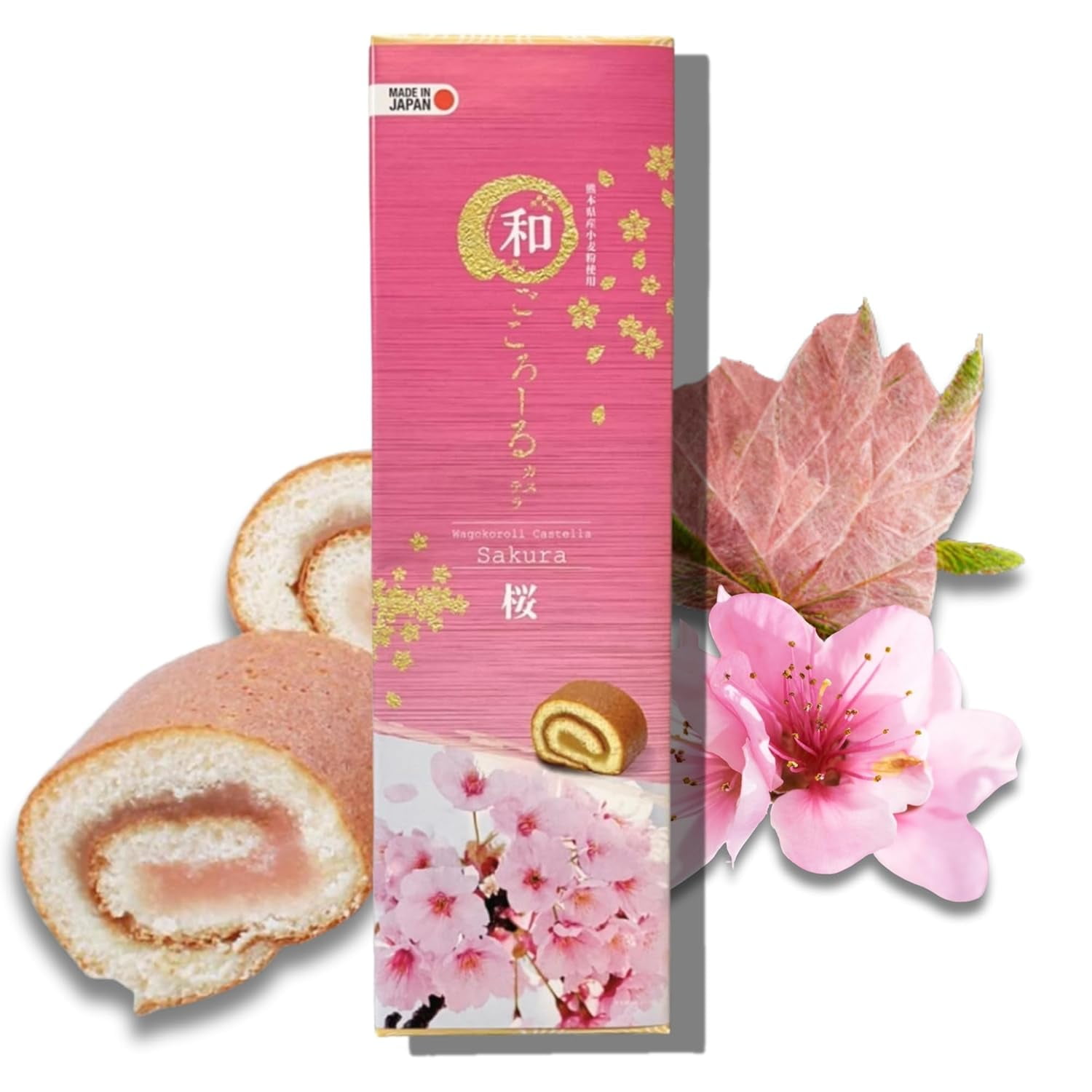 Wagokoroll Castella Roll Cake, Strawberry (Amaou Ichigo) Flavor ...