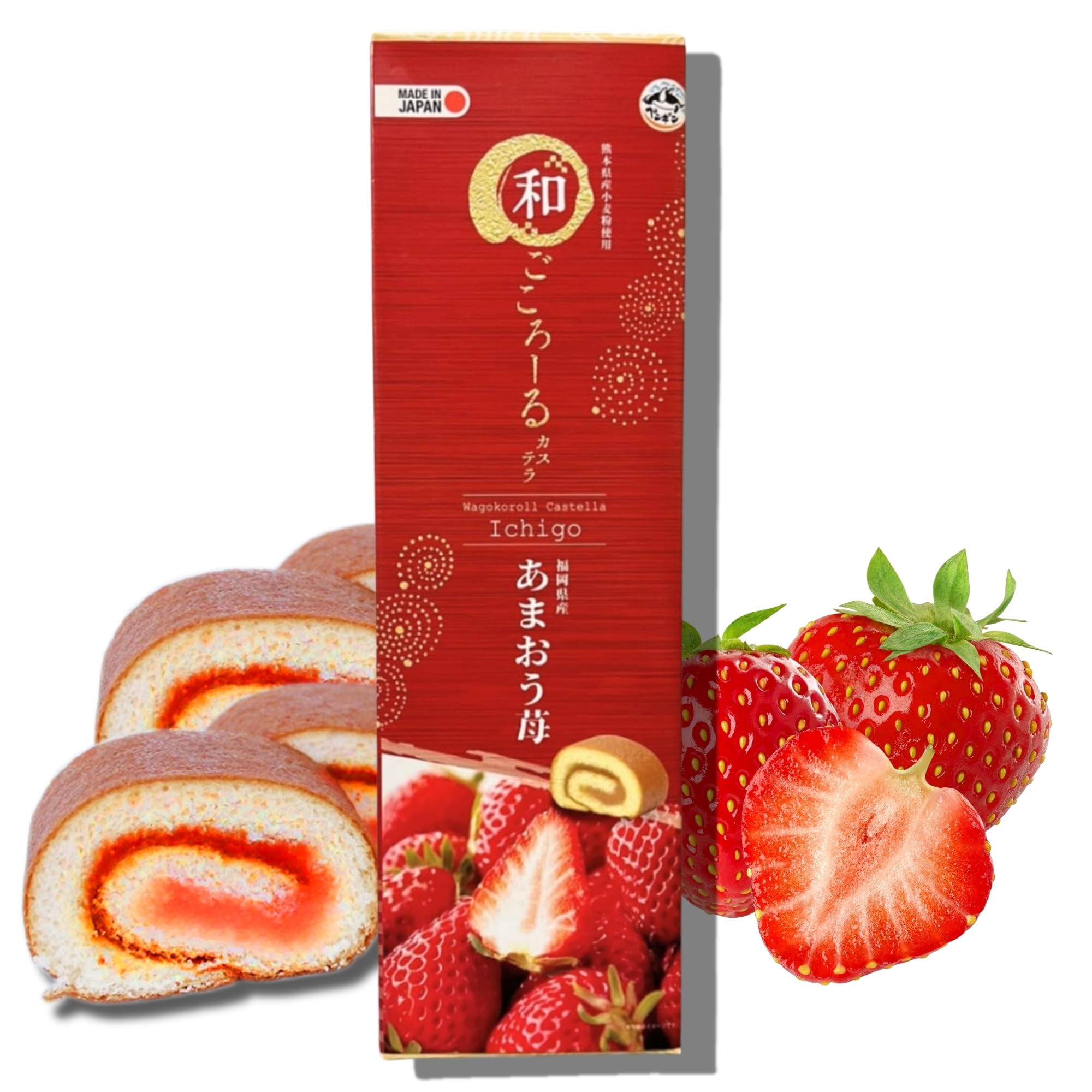 Wagokoroll Castella Roll Cake, YYF14 Strawberry (Amaou Ichigo) Flavor ...