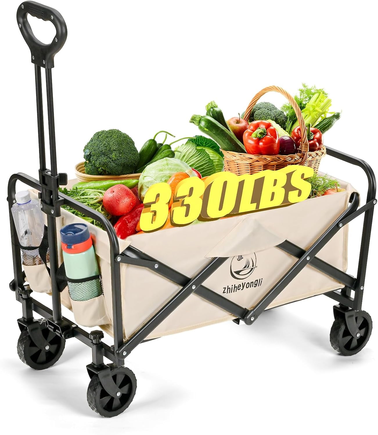 Wagon Cart Foldable, Lightweight Utility Portable Large Capacity 330lbs ...