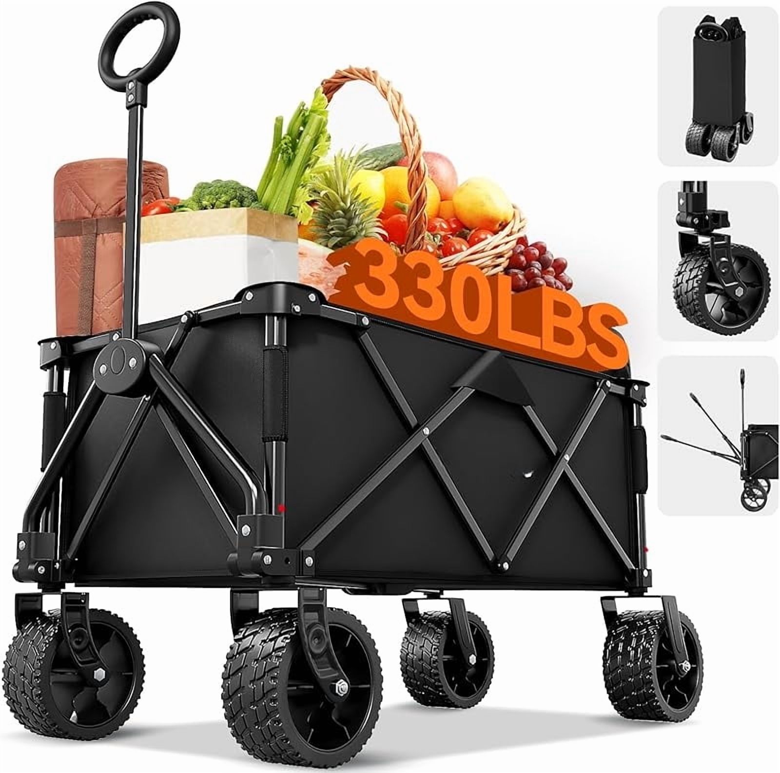 Wagon Carts Foldable 460LBS Weight Capacity Collapsible Wagon with Big ...