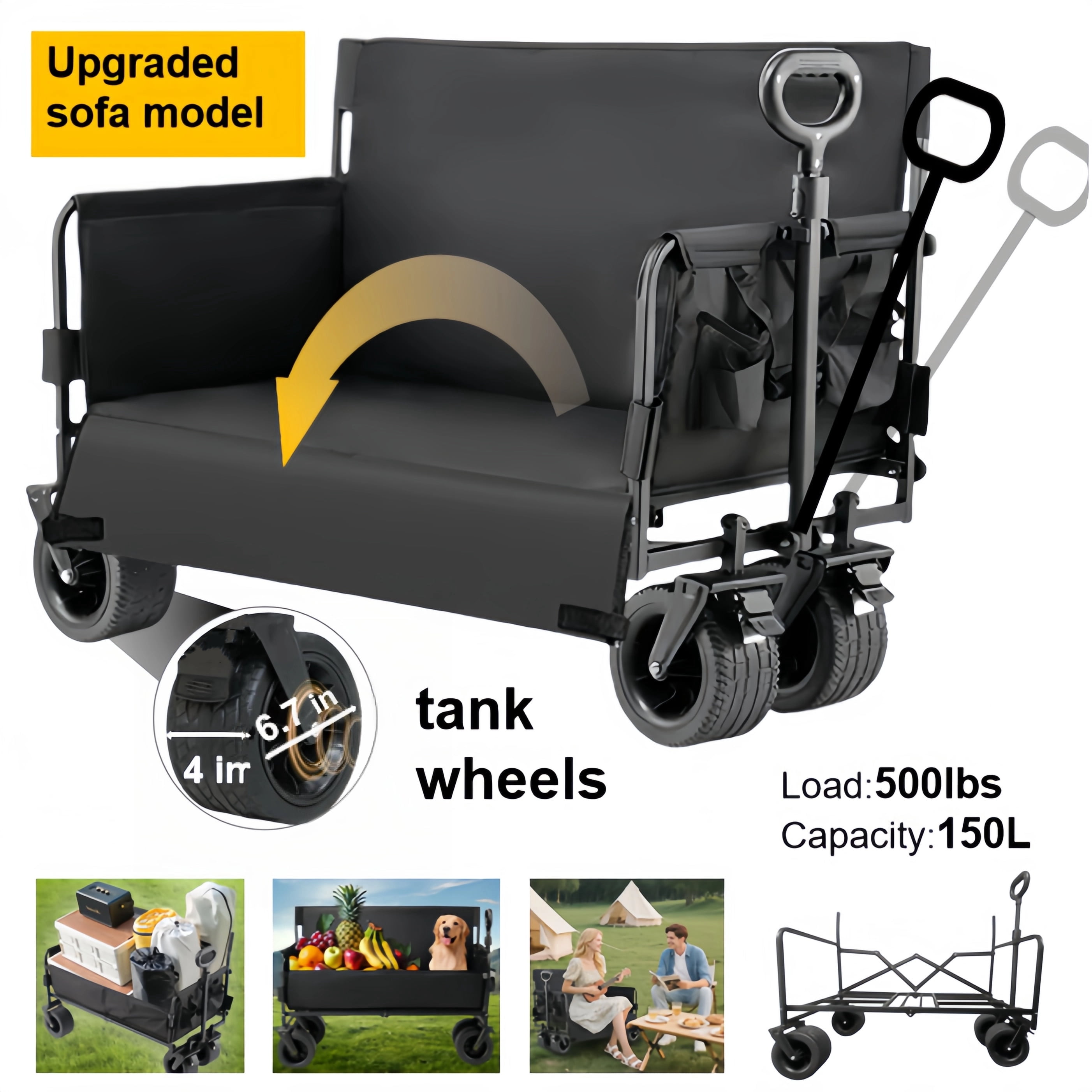 Wagon Foldable Cart Convert to Bench, Sofa Campers Collapsible Heavy ...