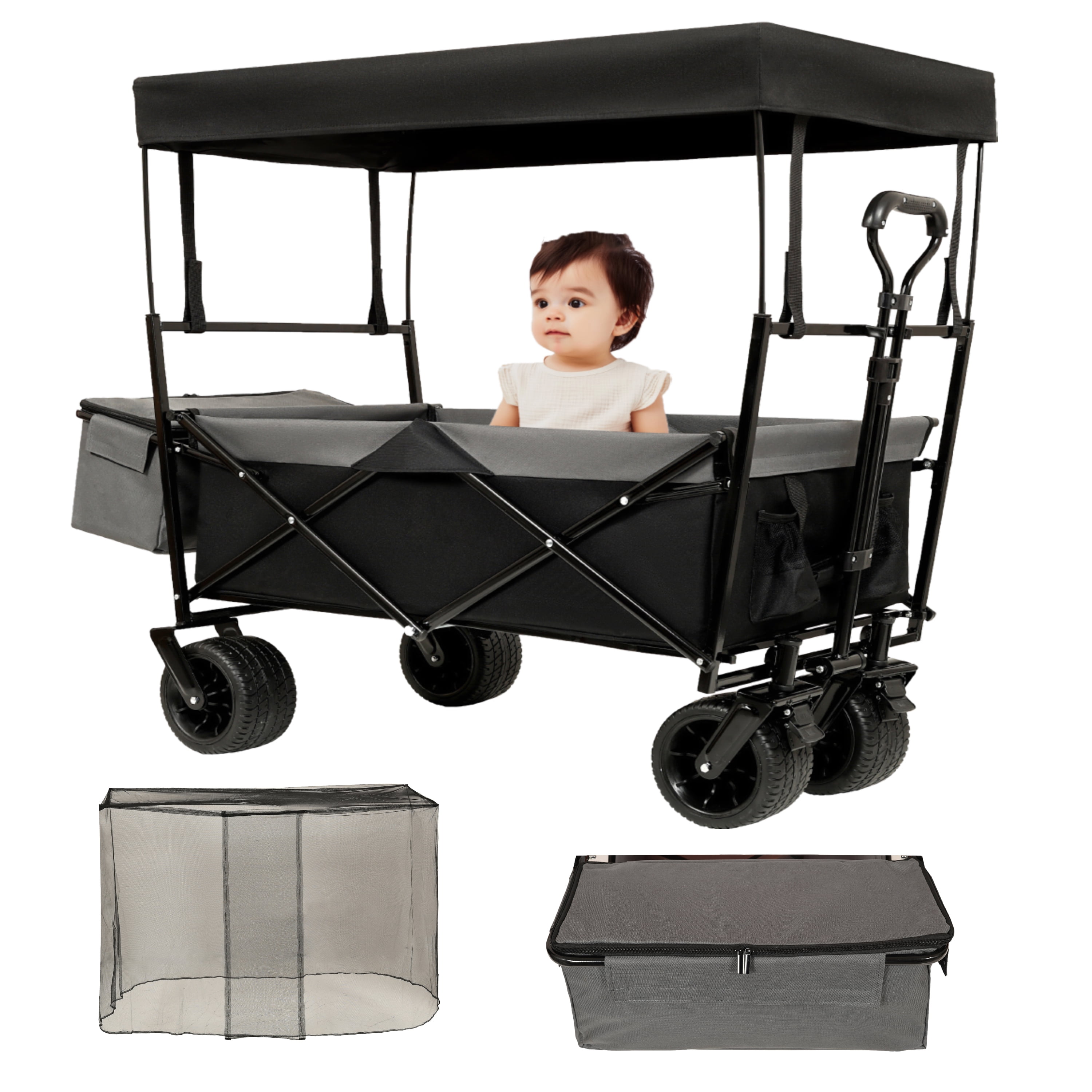 Wagon for Kids, 3 in 1 Collapsible Wagon with 480lbs Weight Capacity ...