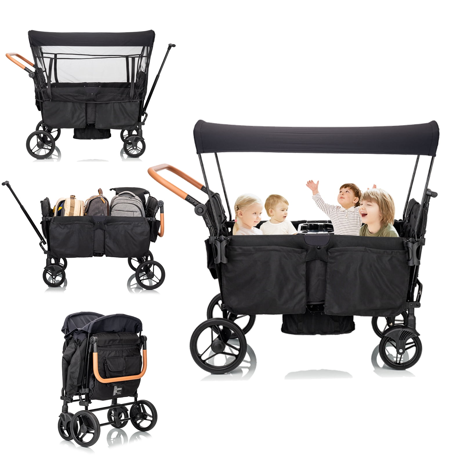 Funyard Wagon Stroller for 4 kids Lightweight folding baby stroller ...