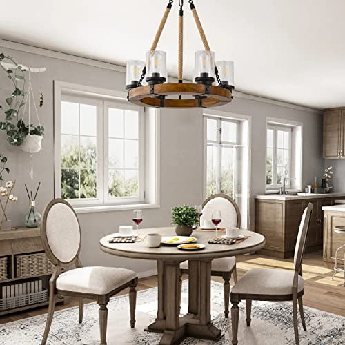 Wagon Wheel Chandelier, Wagon Wheel Light Fixture with Glass Shades ...