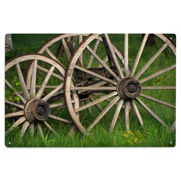 Oversized 31" Vintage Rustic Round Wood Cartwheel Wagon Wheel Wall ...