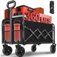 Wagons Carts Foldable, 360 Lbs with Adjustable Handle, Black ...