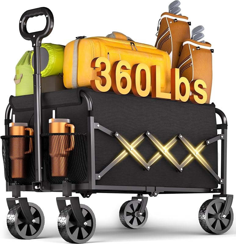 MY Wagons Carts Foldable - 360Lbs Collapsible Wagon Cart with Wheels ...