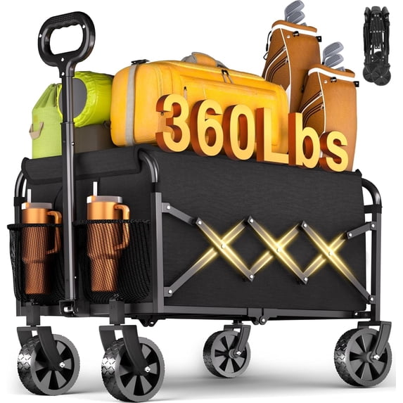 Wagons Carts Foldable - 360Lbs Collapsible Wagon Cart with Wheels ...
