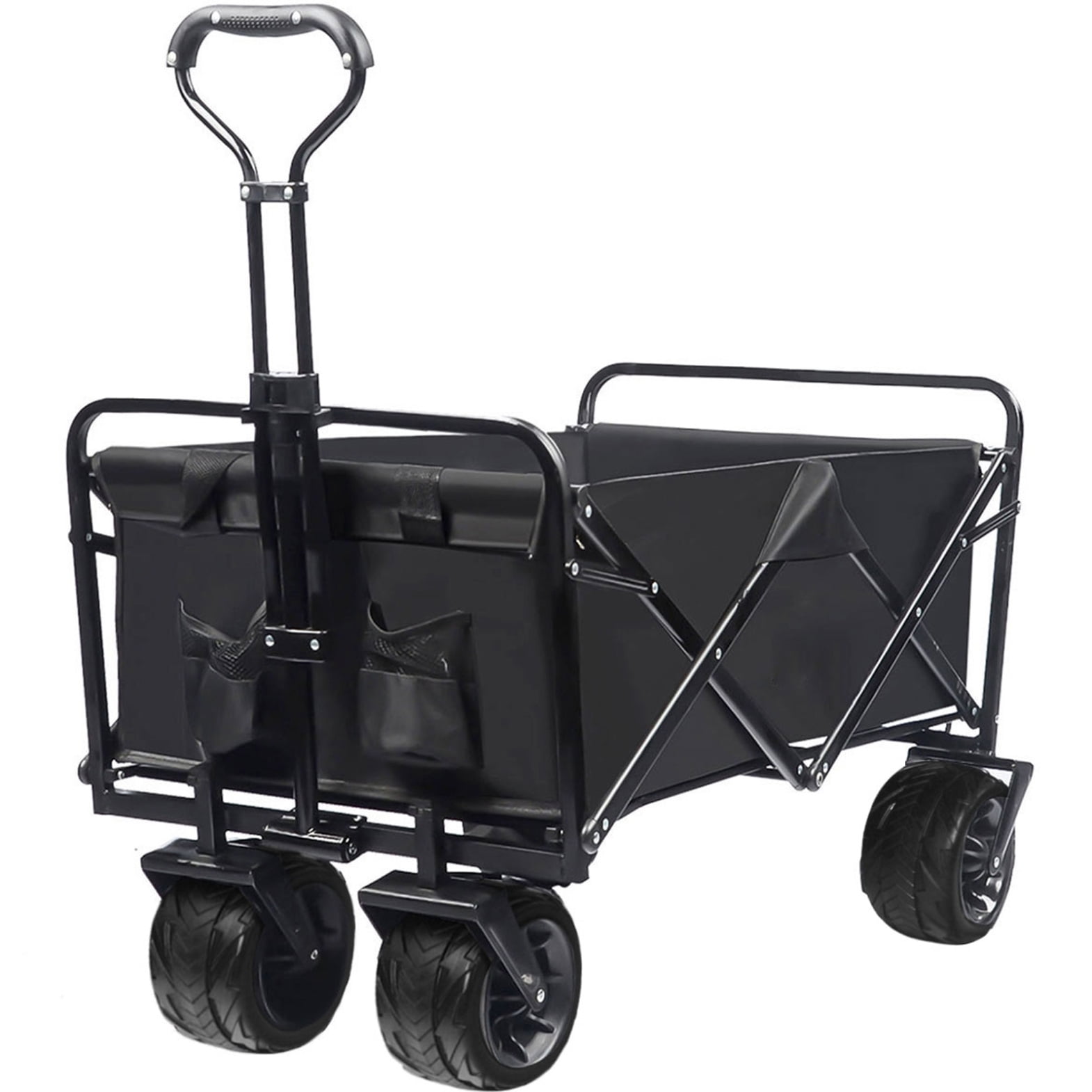 Wagons Carts Foldable for All Terrain, Portable Beach Wagon with Adjustable Handle, 220LBS ...