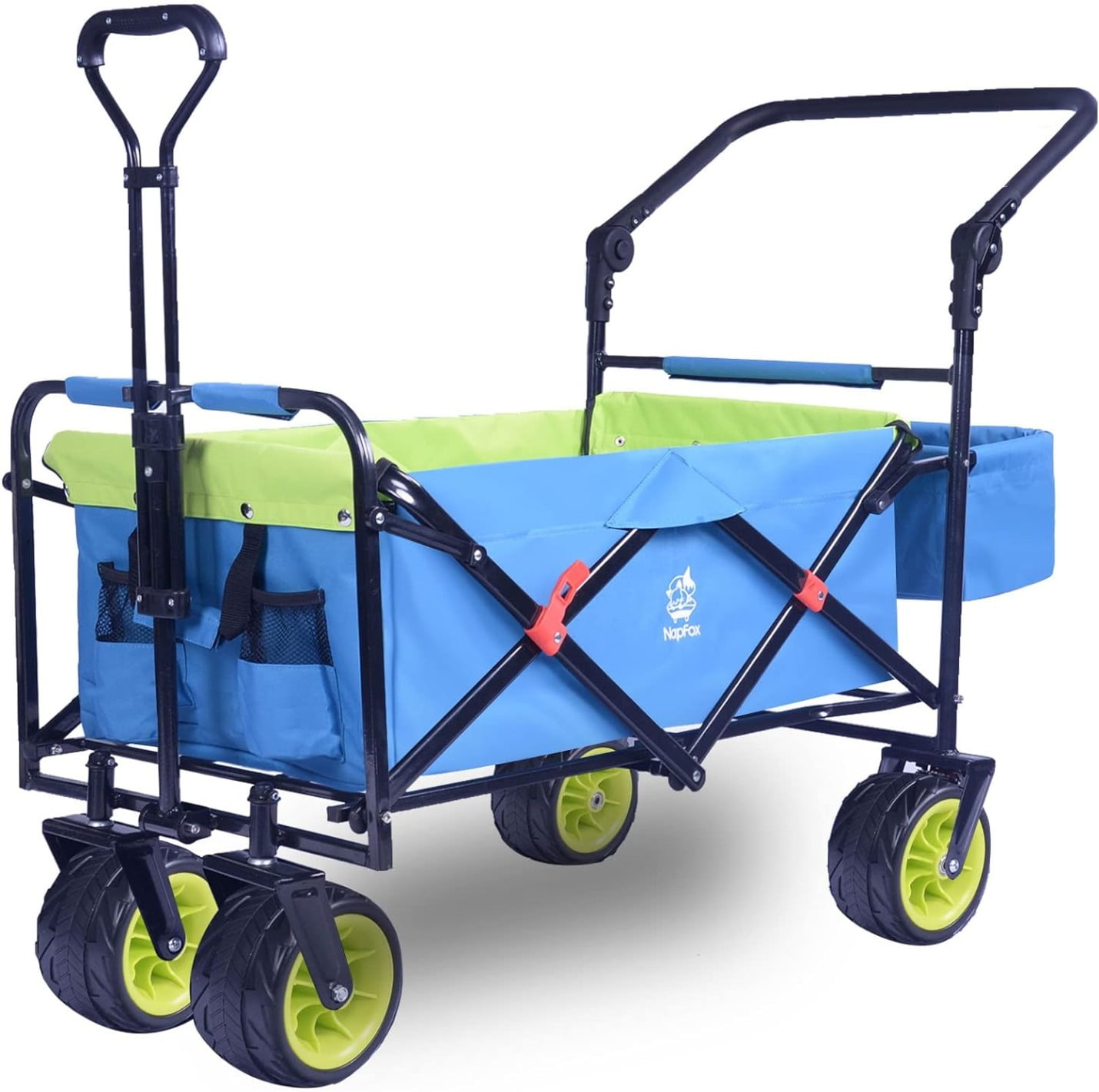 Wagons Carts Foldable for All Terrain, Portable Beach Wagon with Push ...