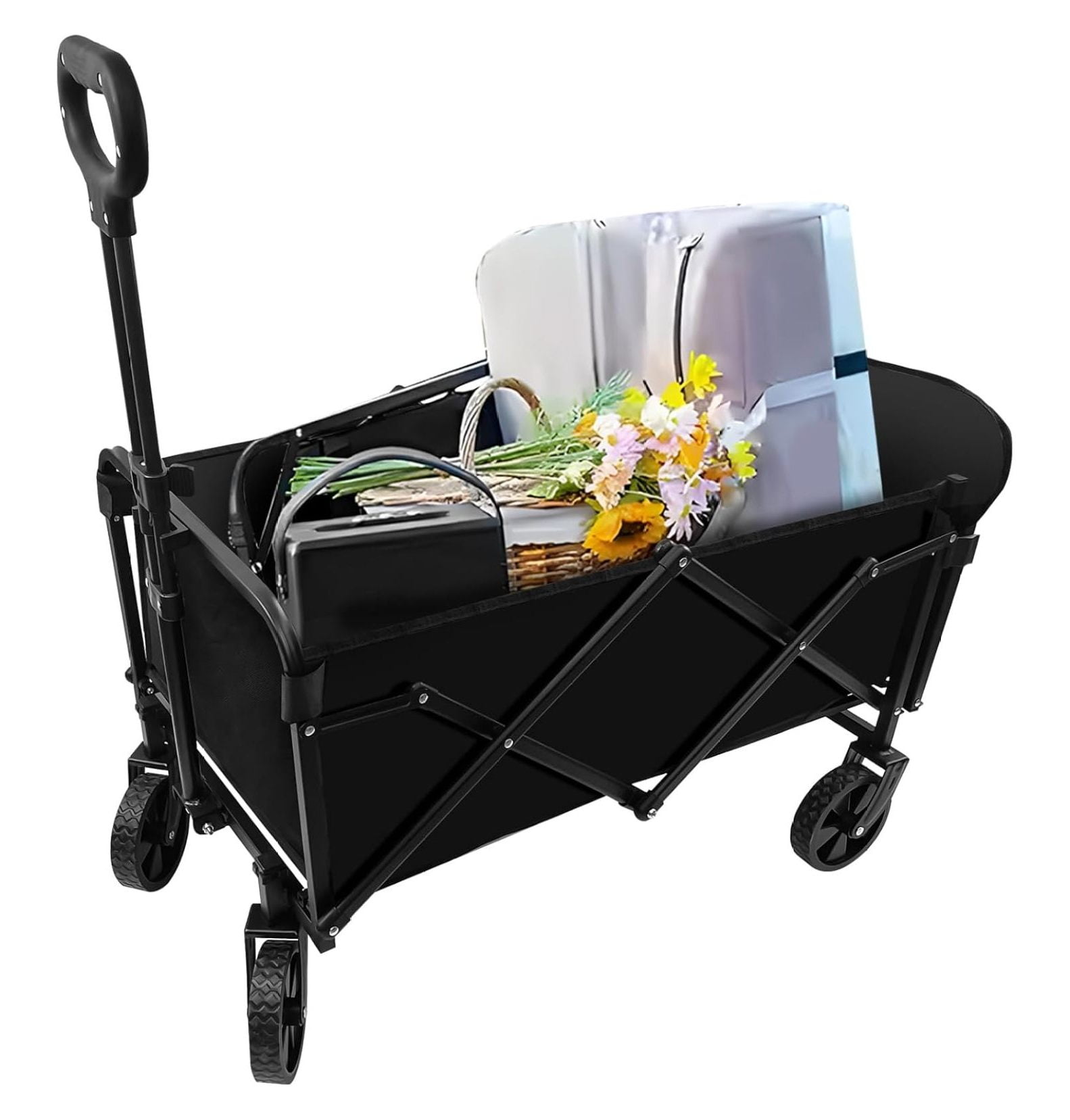 Wagons Carts Foldable for Camp, Wagon with Extended Tailgate 300lbs ...