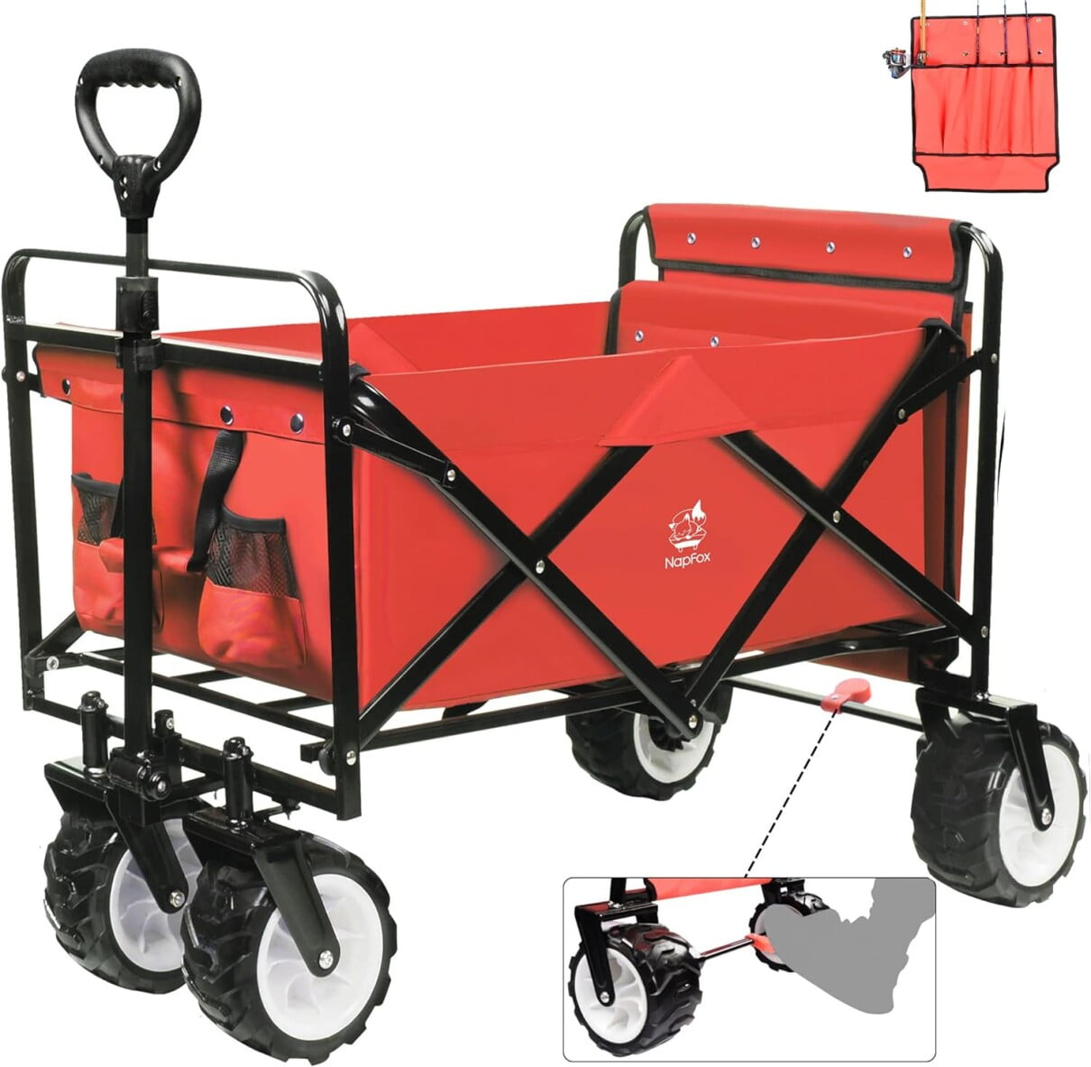 Wagons Carts Foldable, Collapsible Heavy Duty Beach Wagon, 90 L Large ...