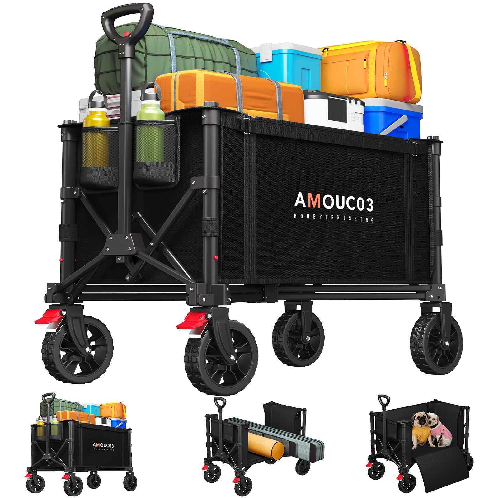 Wagons Carts Foldable, Collapsible Wagon Cart with 220 Max Load and ...
