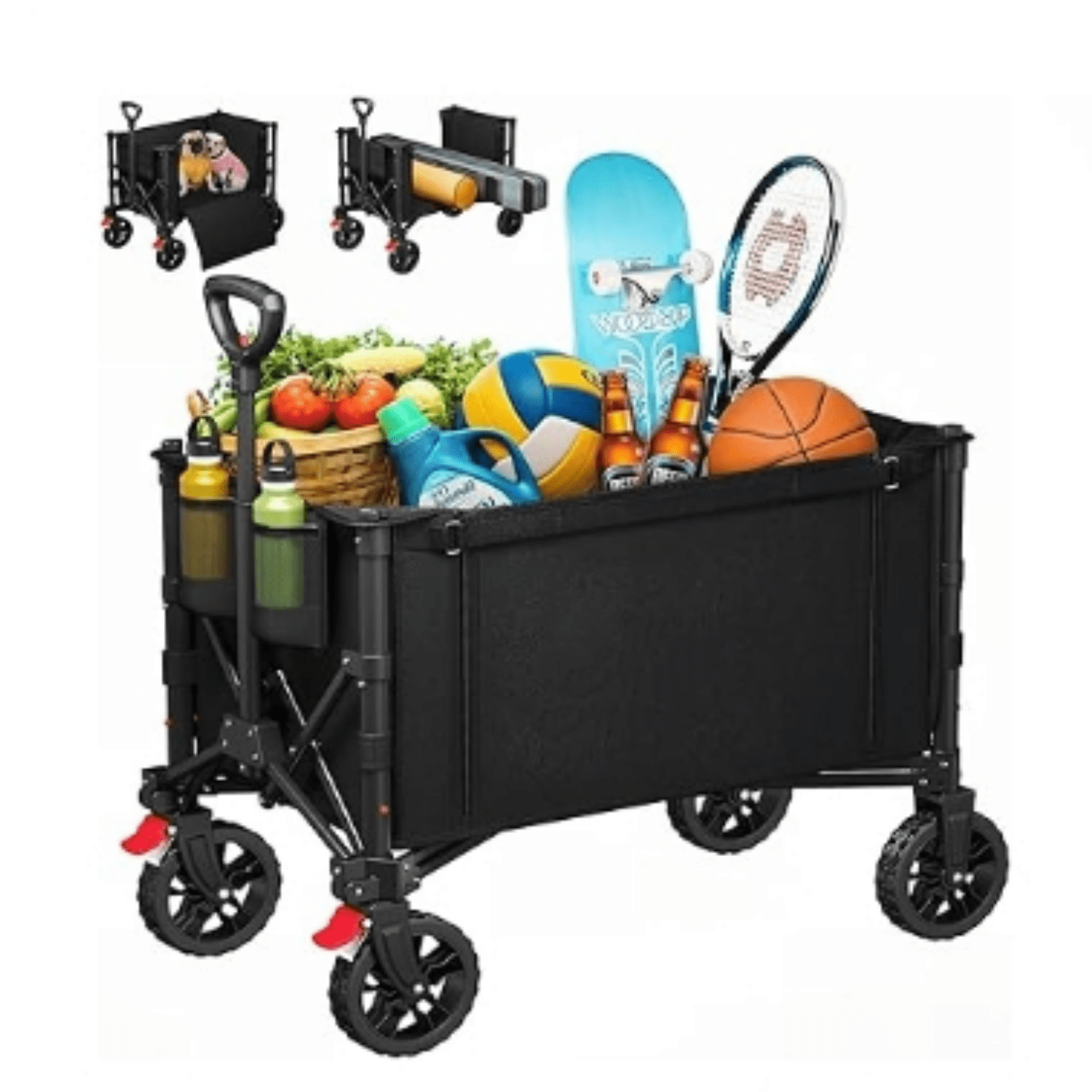 Wagons Carts Foldable, Collapsible Wagon Cart with 220 lbs Max Load and ...
