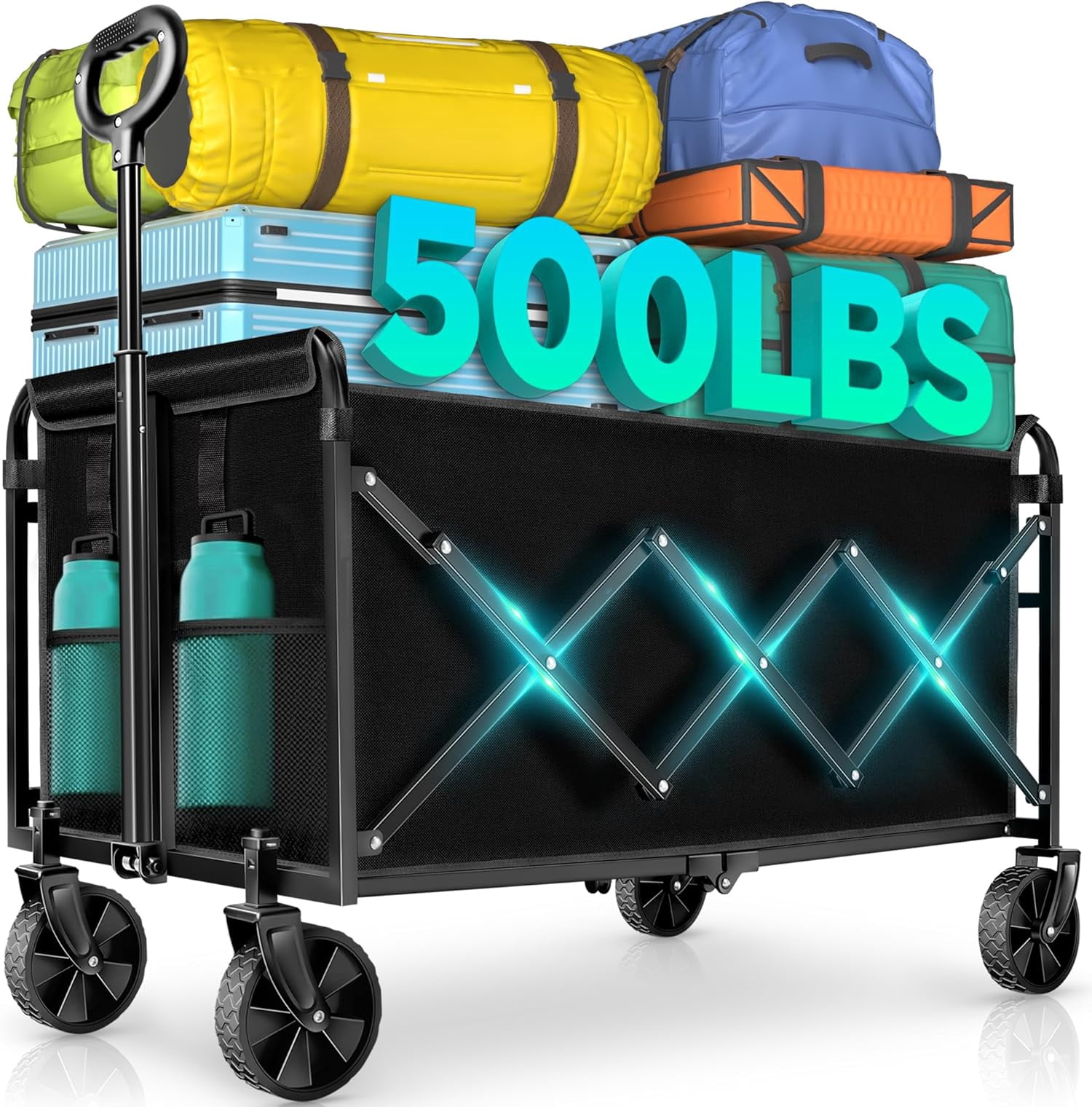 Wagons Carts Foldable, Collapsible Wagon Cart with Wheels, Large Wagons ...