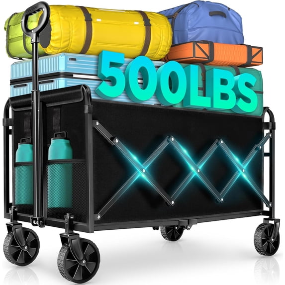Wagons Carts Foldable, Collapsible Wagon Cart with Wheels, Large Wagons ...