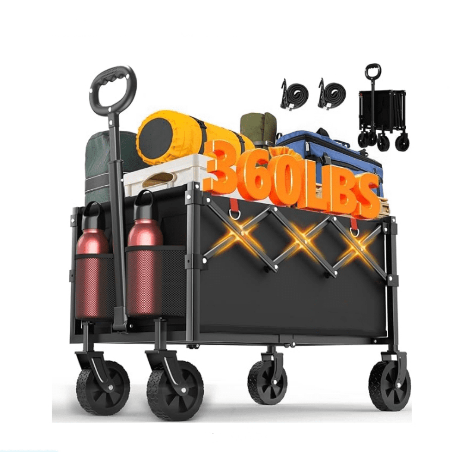 Wagons Carts Foldable, Lightweight Portable Utility Shopping Cart with ...