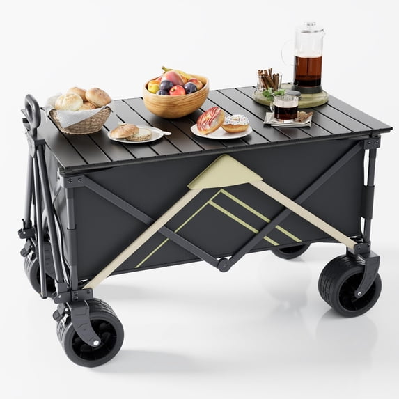 , Wagons Carts Foldable,Wagon with Table Top,Beach Wagon with Big ...