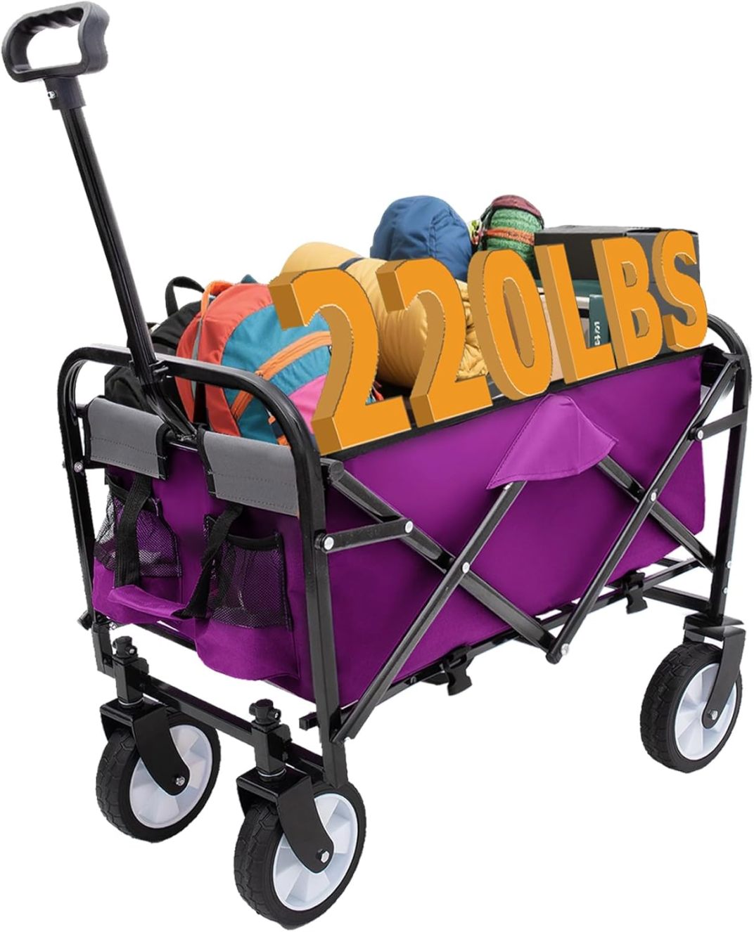Wagons Carts Foldable with Wheels Purple Collapsible Beach Wagon Cart ...