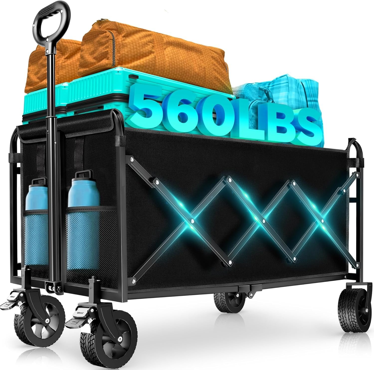 Wagons Carts Foldable with Brakes & -Terrain Wheels, 560LBS Capacity ...