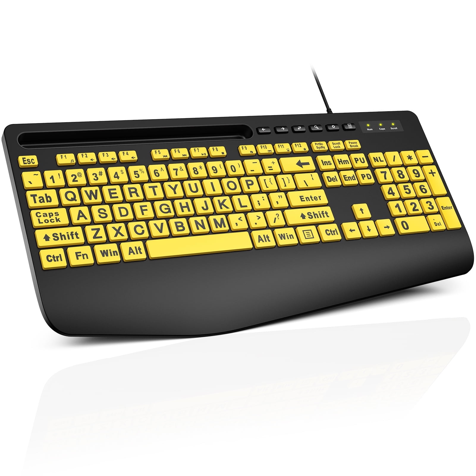 Wagpack Large Print Keyboard, Wired Computer Keyboards, Yellow ...