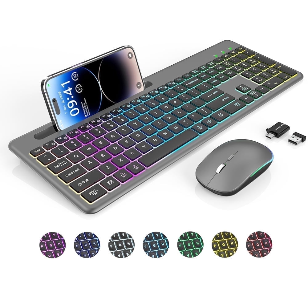 Wagpak Wireless Keyboard and Mouse, 15 Backlit Effects, Slim ...