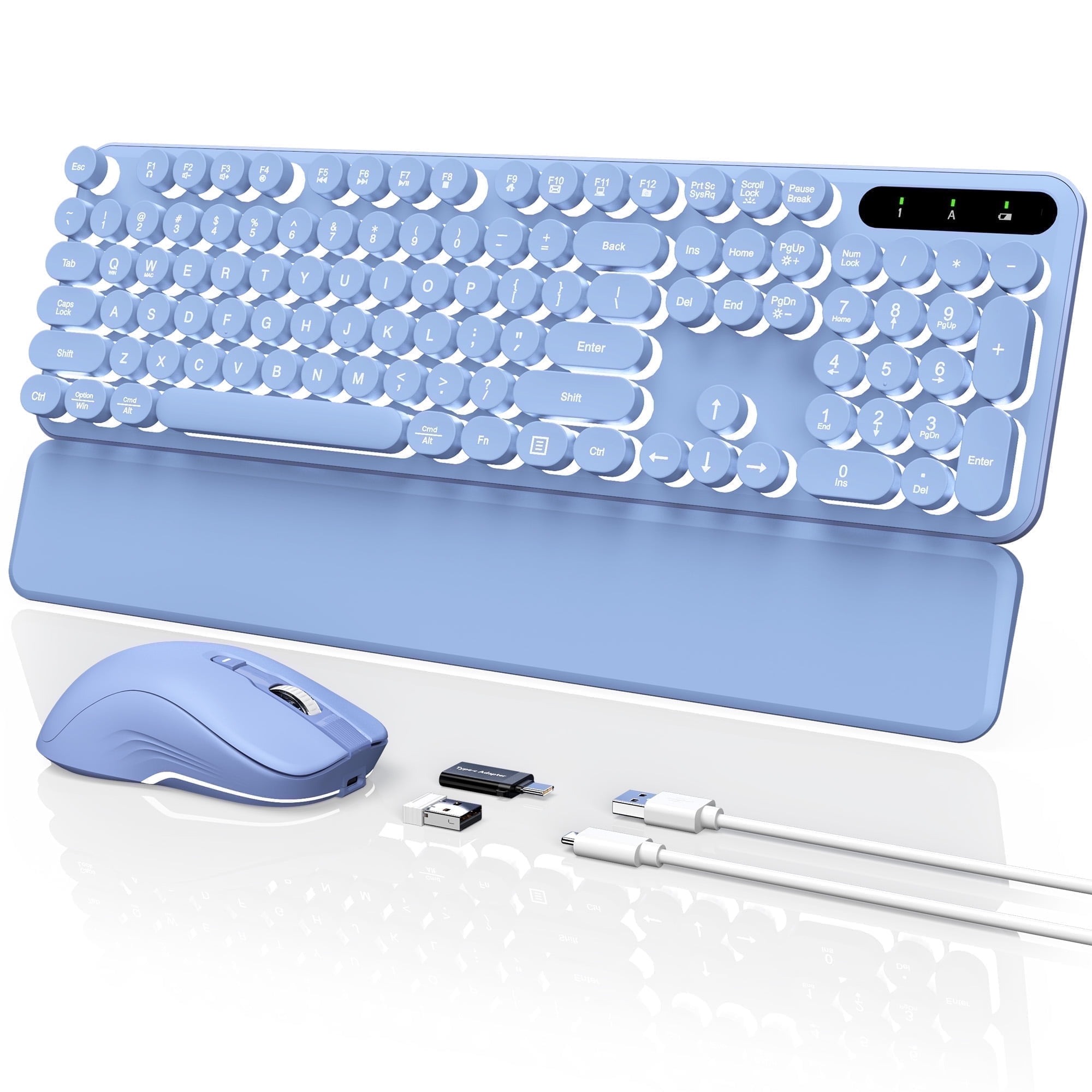 Wagpak Wireless Keyboard and Mouse Backlit - Retro Round Keycaps ...